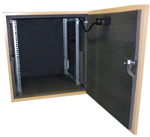 Wandschrank gedämmt in Holzdekor als 19 Zoll Wandverteiler. 19 Zoll-Tec ...